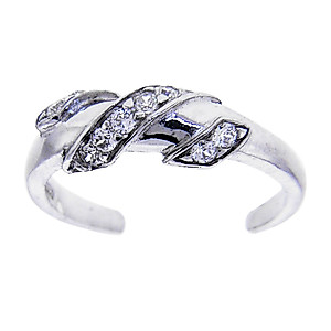 Body Candy 925 Sterling Silver Cubic Zirconia Twisting Toe Ring