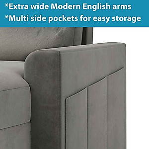 ATY Reversible Sectional Sofa Bed with 2 Pull-Out Sleepers, L-Shape Corner Couch with Storage Chaise, 3 Seat Both Left Right Handed with loveseat, 82.1 Grey Brown