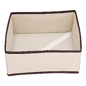 Biitfuu Underwear Brassiere Desktop Socks Underpants Grid Drawer Storage Box Fabric Finishing Plaid Six Piece Set 6Pcs Beige Drawer Organizers