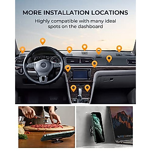 Magnetic Phone Mount for Car [Upgrade 6X Military Magnets] [Bendable Base] All Metal Magnet Car Mount, 360° Adjustable Dashboard Phone Holder for Car for All Smartphones