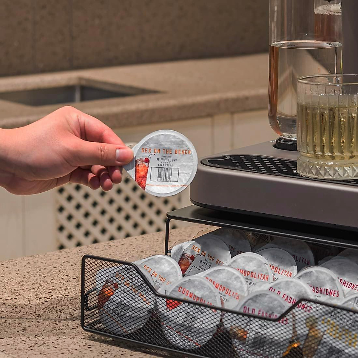 WIWIWISAM Cocktail Pod Holder for Bartesian Pod Drawer Storage Bartesian Pods Black Metal Modern Design(36 Pods)