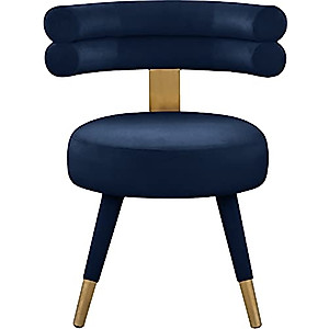 Meridian Furniture Fitzroy Collection Velvet Upholstered Dining Chair with Deep Channel Tufted Back, 24.5" W x 22" D x 29.5" H, Navy
