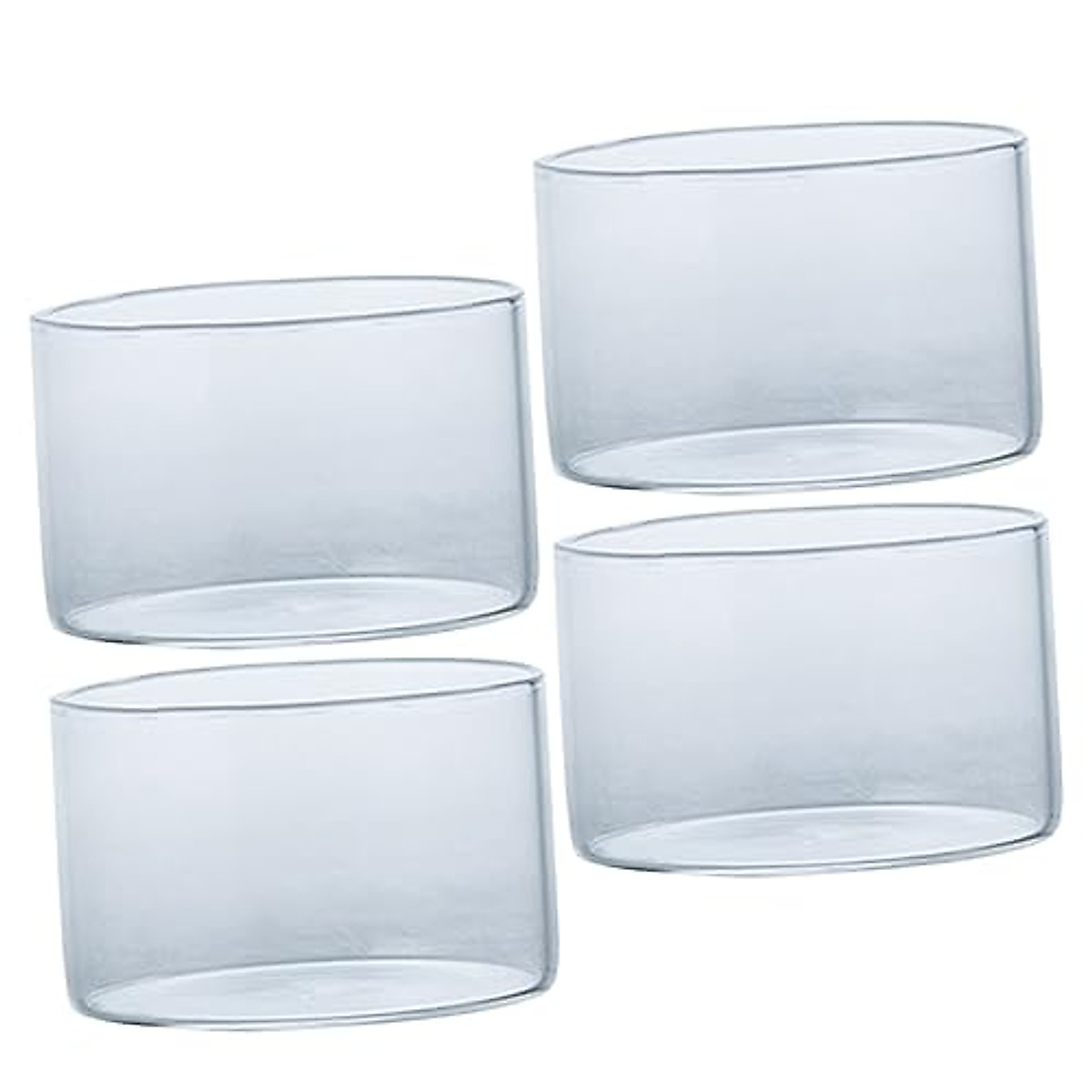 HOMSFOU 4pcs Pudding Baking Mold Ice Cream Bowls Glass Trifle Bowl Glass Clear Container Oven Safe Bowls Ramiken Glass Prep Bowls Glass Kitchen Dessert Cup Ramekins 12 Oz Oven Safe Mini