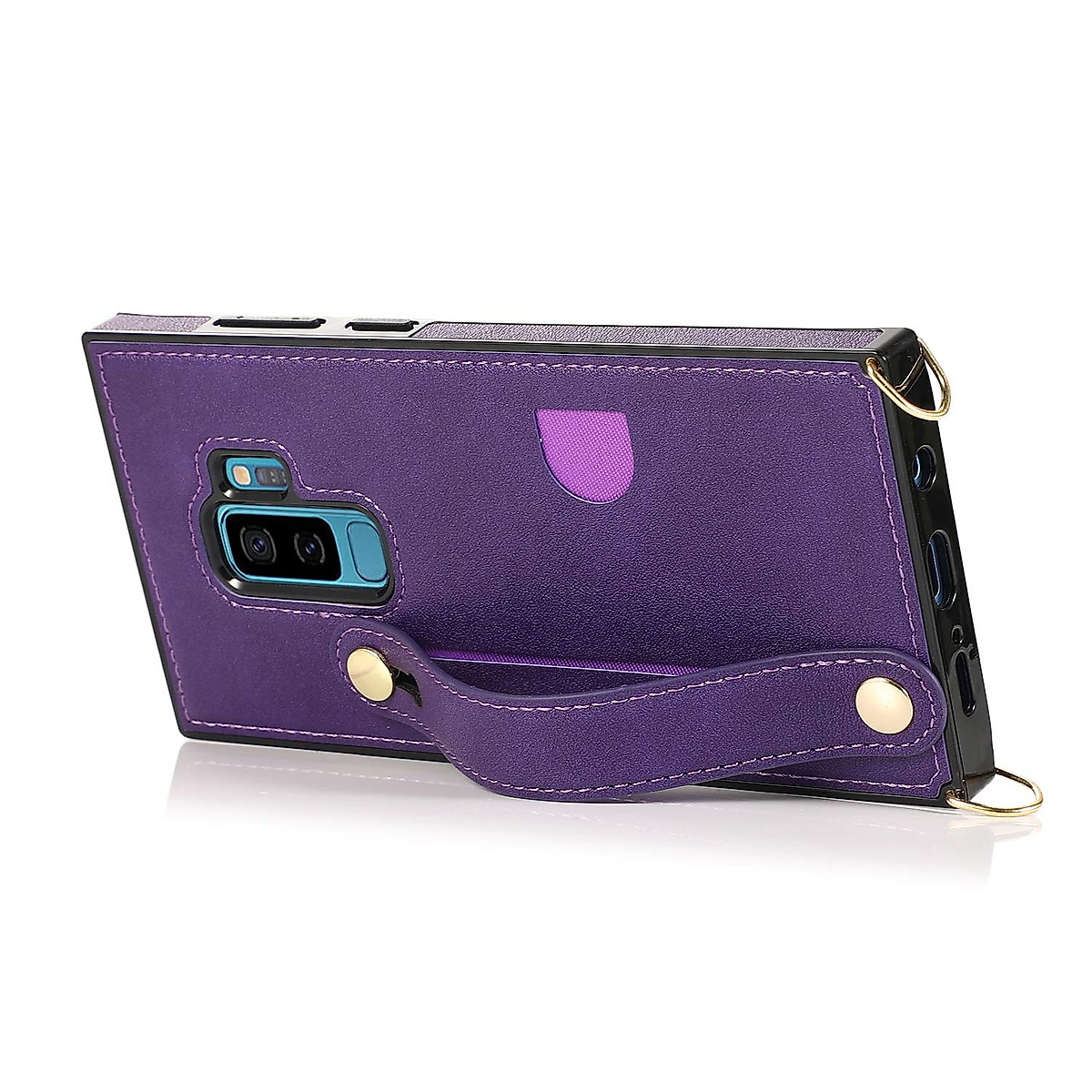ONV Protective Case Compatible with Samsung Galaxy S9 Plus- Adjustable Crossbody Lanyard + Wrist Cash Pocket Wallet Leather Case Card Slot Stand Metal Close Cover for Samsung Galaxy S9 Plus[WD]-Violet