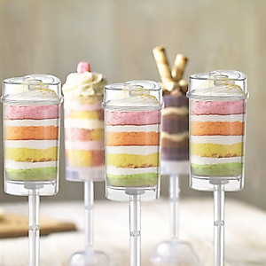 Jucoan 50 Pack Cake Pop Shooter, Heart Shape Plastic Cake Push Up Container with Lid, Base, Stick for Cake, Dessert, Party