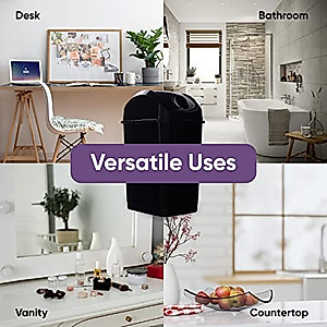 Superio Mini Plastic Trash Can with Swing Top Lid 1.25 Gallon Compact Small Waste Bin Portable Garbage Can for Countertop, Desktop, Make up Vanity, Bathroom, Car, Under Sink, Dorm, 5 Quart (Black, 2)