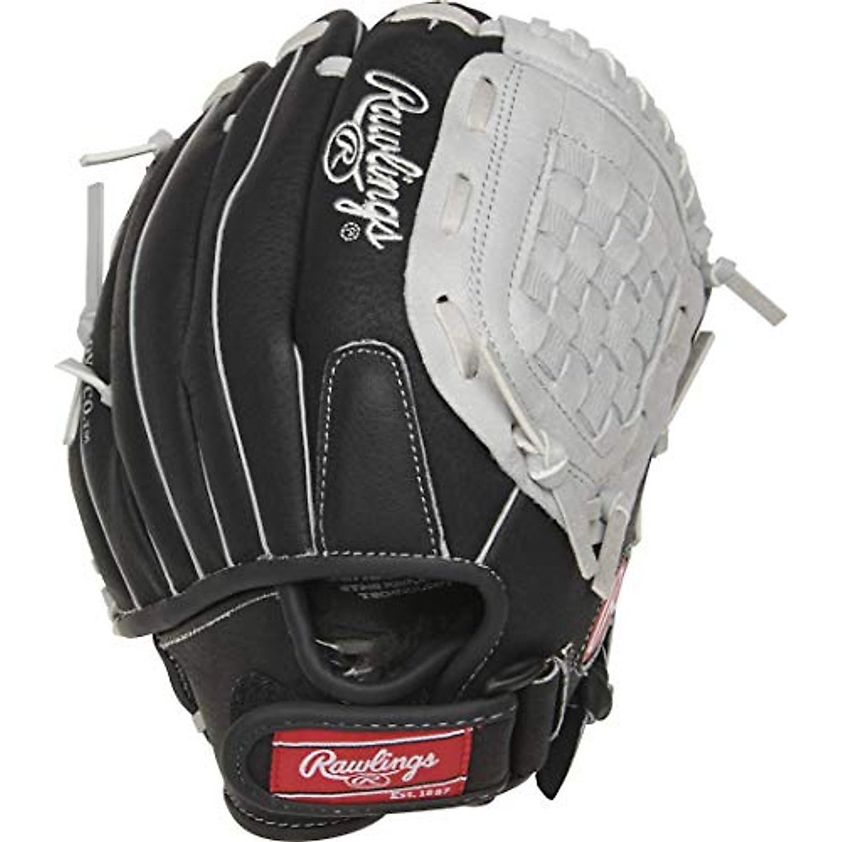 Rawlings | SURE CATCH T-Ball & Youth Baseball Glove | Right Hand Throw | 10.5" | Black/Grey