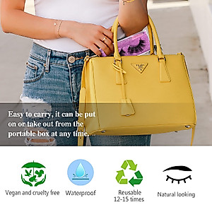 False Eyelashes Wispy 13 to15mm 3D Fluffy Eyelashes Wholesale - Pack 10 Pairs 10 Styles Mink Lashes Bulk -Lightweight Reusable Fake Mink Eyelashes -Natural Look Faux Lashes with Glitter Portable Box