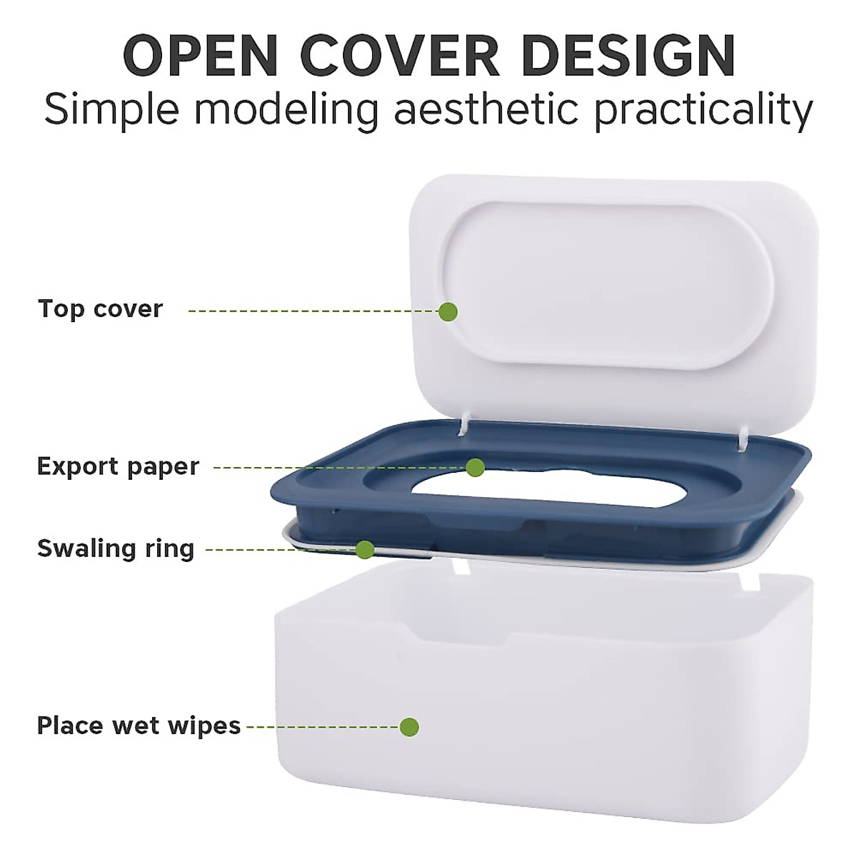 RVXlRDN Baby Wipes Dispenser, Wipes Dispenser, Baby Wipe Holder for Fresh Wipes, Wipes Containers with Spring Drawer Tray (Grey and Blue).(Blue)