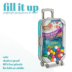 Hammont Suitcase Storage Boxes - 3 Pack - Large Capacity Pencil Case - 7.5x5x2.5 - Plastic Candy travel gift Box - Rolling with Transparent Lid | Perfect for Schools Supplies & Party Favors (Blue)