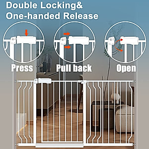 flower frail 57.5-62 Inch Extra Wide Baby Gates for Stairs Doorways Pressure Mount No Drill Dog Pet Gate Automatic Close Child Safety Gate for Toddler Kids Pets