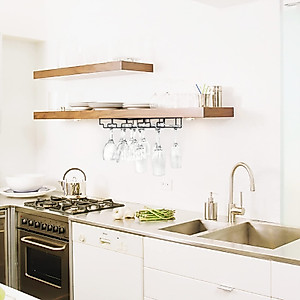 AMUFYSHH 3 Rows Wine Glass Rack for Under Cabinet, 2 Packs Stemware Racks, Hanging Wine Glasses Metal Rack, Storage Hanger Organizer for Kitchen Cabinet Bar (DOUBLE)