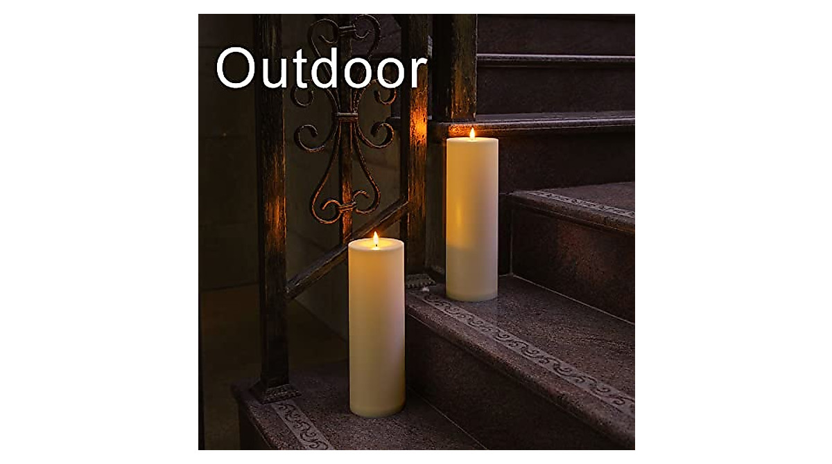 Large Flameless Outdoor LED Candles - Remote, Timer, Waterproof