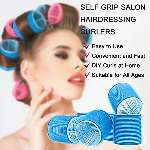 Hair Roller Set 12pcs, Hair Curlers Rollers Self Grip Hair Roller with Clips, Hair Rollers Salon Hair Dressing DIY Curly Hairstyle, Jumbo, random color