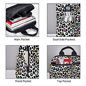 Cute Rainbow Leopard Print Backpack 14.7 Inch Lightweight, Business Laptop Shoulders Backpack Travel Hiking Daypack Gift for Men Women