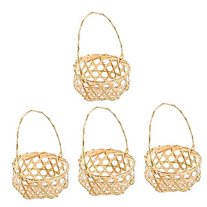 Abaodam 8 Pcs Portable Bamboo Basket Decorative Basket Kitchen Egg Basket Miniature Flower Basket Mini Picnic Basket Wicker Bread Tiny Fruit Basket Multifunction Multipurpose Basket