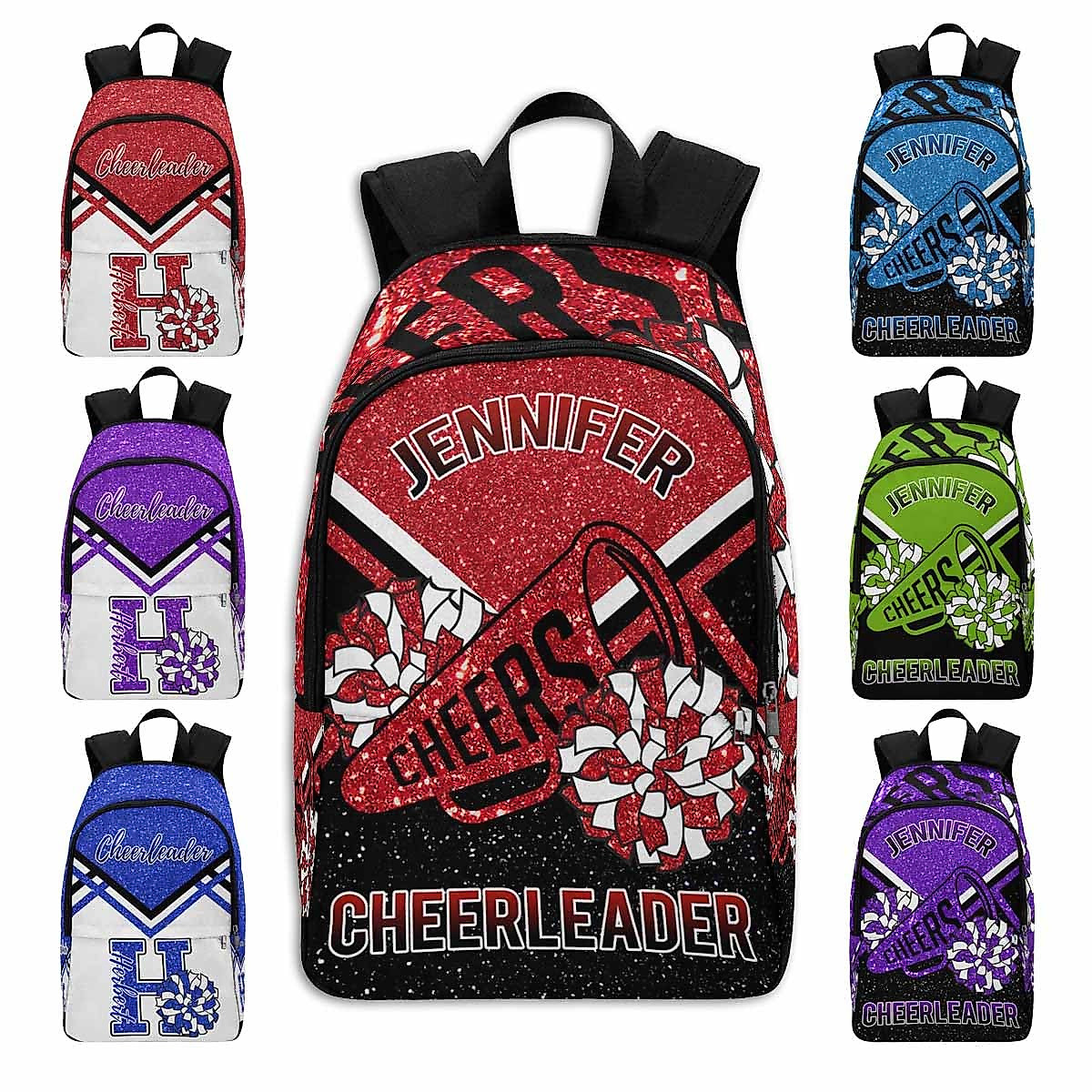 MyPupSocks Personalized Waterproof Elementary Backpack Personalized School Bags Cheerleaders for Teens with Name Text Customize School Bag Backpack