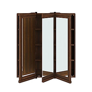 DHP Otum Bathroom 3 Door Mirrored Medicine Cabinet and Organizer, Surface Mount Wall Storage, Walnut