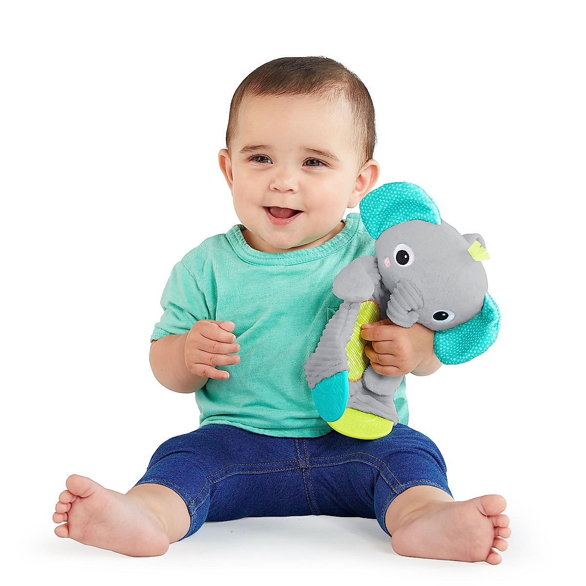 Bright Starts Snuggle & Teethe BPA-free Crinkle Teething Plush Baby Toy - Elephant