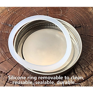 THINKCHANCES Food Grade BPA Free Rust Resistant Heavy Duty Stainless Steel Transformer Ball Mason Jar Lids Canning Caps with Leak Proof Airtight Silicone Seal (Wide Mouth, 6 Pack)