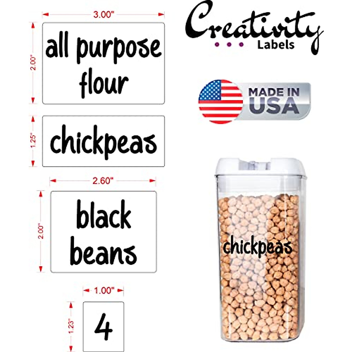 168 Pantry Labels for Food Storage Containers, Black Text Printed on Clear Waterproof Labels, Household Stickers + Numbers, Water Resistant, Organization for Kitchen Jars and Canisters & Storage Bins