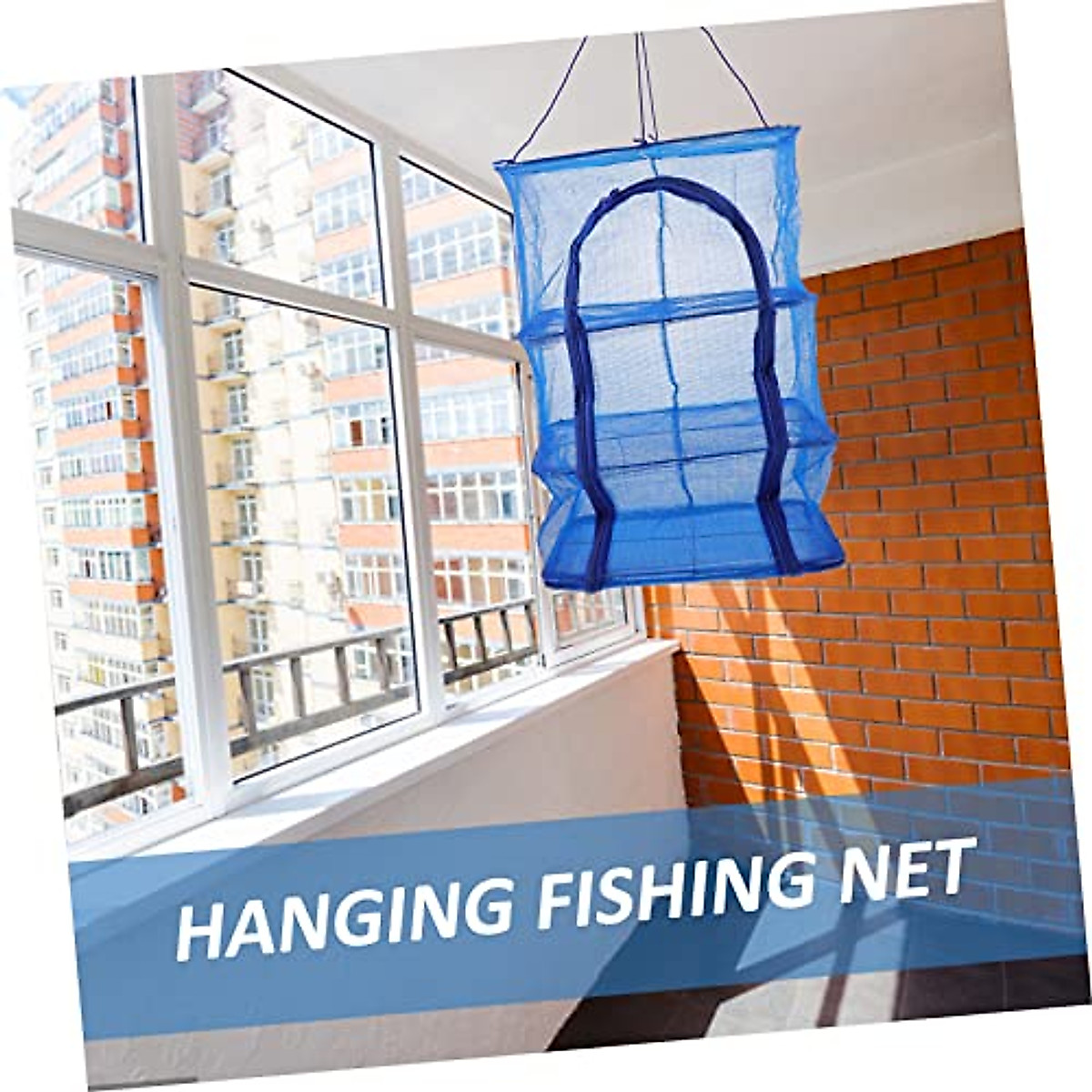 CHILDWEET Foldable Fish Cage Foldable Basket Outdoor Plants Blue Sweater Vegetable Dryer Hanging Mesh Food Dryer Rack Mesh Drying Rack Nylon Multi-Layer Net Nylon Fruit Blue Hanging Cage
