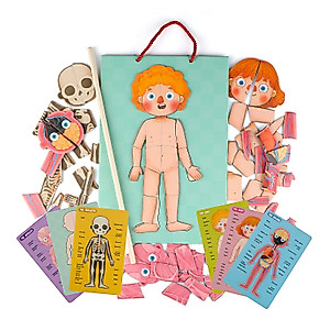 FOPNETS Wooden Human Body Puzzle for Kids Toddlers 90 Piece Magnetic Anatomy Body Puzzles to Learn Body Parts Organs Muscles and Bones Educational Learning Preschool Toys for Kids Aged 3+