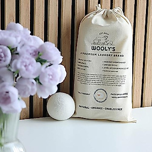 Wooly's Wool Dryer Balls, 8-PACK XL Sized Premium, Natural Fabric Softener, Replaces Dryer Sheets, Reduce Wrinkles & Static Cling, 30% Less Drying Time, Less Energy, Baby-safe. Balls for Laundry Dryer