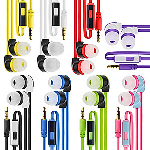 100x Multipack | Bulk Earbuds with Microphone, for Schools, Classroom, Libraries, Museums, etc., Wired in-Ear Earphones with Mic for Kids, Teenagers & Adults, Affordable Bulk Headphones
