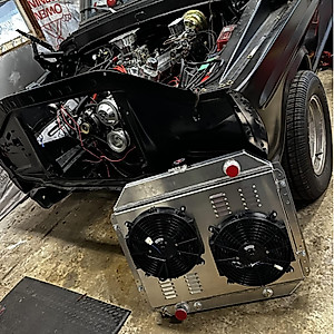 RadRace CC433 Aluminum Radiator For 1966-1979 Ford F100 F150 F250 F350 Bronco Truck V8 AT MT Radiador 3 Row Core Radiators Shroud Fan Relay