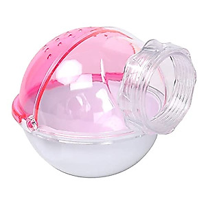 CHUQIANTONG Small Animal Bath House,Pet Toy Acrylic Hamster Bathroom Cage Toilet Bathtub Sand Bath Container Removable, Suitable for Chinchilla Syrian Hamster Gerbil (Pink)