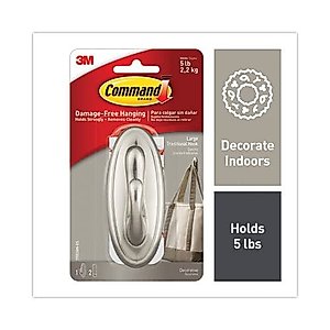 Command Decorative Hooks, Traditional, Large, 1 Hook & 2 Strips/Pack