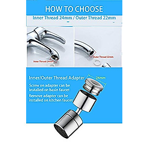 Universal Splash Filter Faucet, 720° Big Angle Swivel Sprayer Head Leakproof Double O-Ring Design with 4-Layer Net Filter