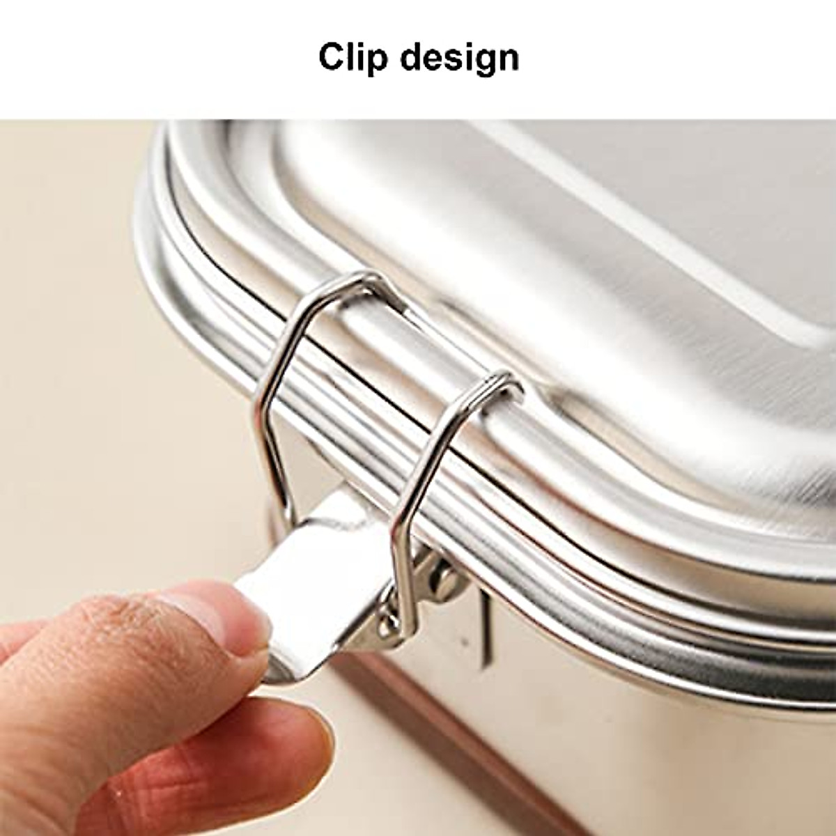 Food Container, Stainless Steel Food Container Bento Lunch Box Waterproof Leakproof Bento Box for Office Camping(Without Compartment)