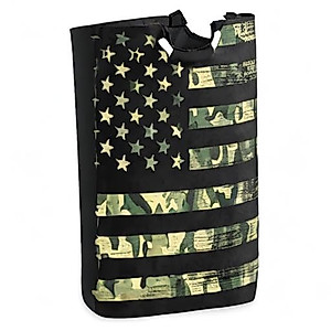 senya Large Laundry Basket, USA Flag Camouflage Vintage Laundry Hamper Foldable Clothes Bag with Handle Foldable Washing Bin