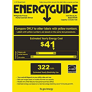 Summit Appliance CP34W ENERGY STAR Certified 19" Wide Counter Height 2-Door Refrigerator-Freezer in White with Cycle Defrost, Adjustable Thermostat, Interior Light