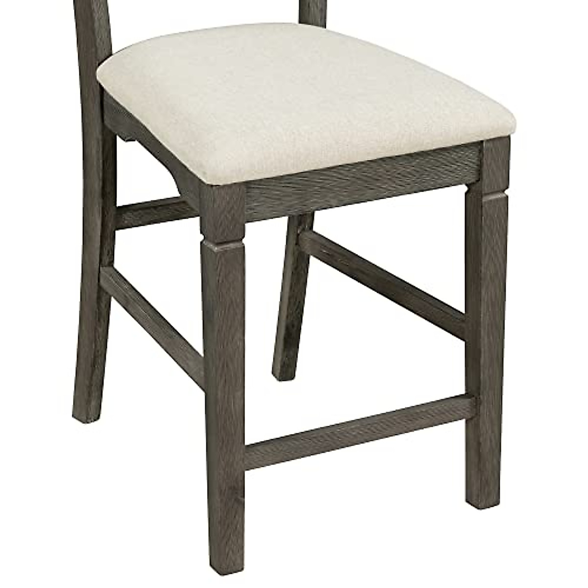 Hlcodca Farmhouse 5-Piece Counter Height Dining Table Set,Round Kitchen Dining Table Set with Trestle Legs and 4 Upholstered Dining Chairs for Small Place (Gray#R^Farmhouse)