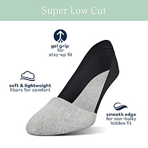 Peds Women's Smooth Edge No Show Socks, Multipairs, Heather Gray/Black (6-Pairs), Shoe Size: 5-10