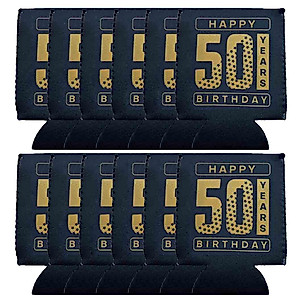 Groom Keepers Happy 50th Birthday Decorations Him or Her Can & Bottle Cooler 12 Pack - Celebrate Your Favorite 50 Year Old's Birthday With These Insulated Beverage Sleeves - Thermocoolers