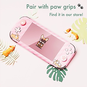 BelugaDesign Dog Corgi Switch Skin | Pastel Sticker Wrap Vinyl Decal | Cute Kawaii Bone Butt Animal Cartoon | Full Set Compatible with Nintendo Switch (Switch Lite, Pink)