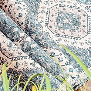 DECOMALL Rina Entryway Rugs, Bohemian Vintage Washable Non Skid Rug for Kitchen, Bathroom,2' x 3',Grey Blue