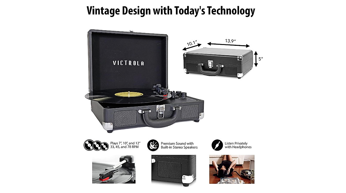 Victrola Portable Bluetooth Record Player | Upgraded Sound