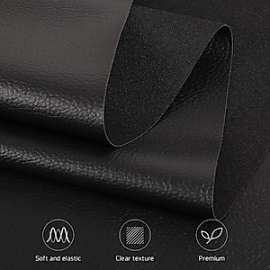 Osunnus Faux Leather Upholstery Fabric by The Yard Vinyl Fabric 55" Wide Outdoor PU Leather Sheets for Home Decor DIY Crafts Chair Furniture Car Marine Upholstery, 1 Yard Black