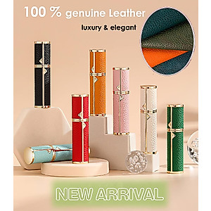 Perfume Travel Refillable Bottle,Genuine Leather Perfume Atomizer,Mini Travel Cologne Dispenser,Portable Sprayer Pocket Size Atomizer for Cruise Car Trip Purse Gift 5ml -Pink