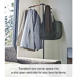 YAMAZAKI Home Tower Magnetic Entryway Organizer For Umbrellas Or Bags, Mudroom Wall Storage With Tray And Wooden Dowel, 63" - Steel + Wood