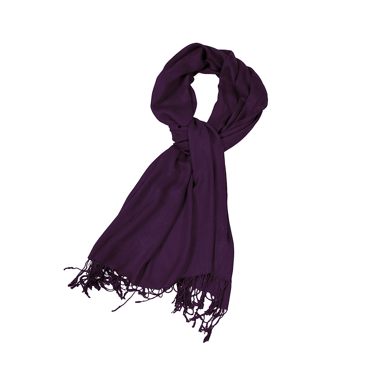 Sakkas Large Soft Silky Pashmina Shawl Wrap Scarf in Solid Colors - Dark Purple
