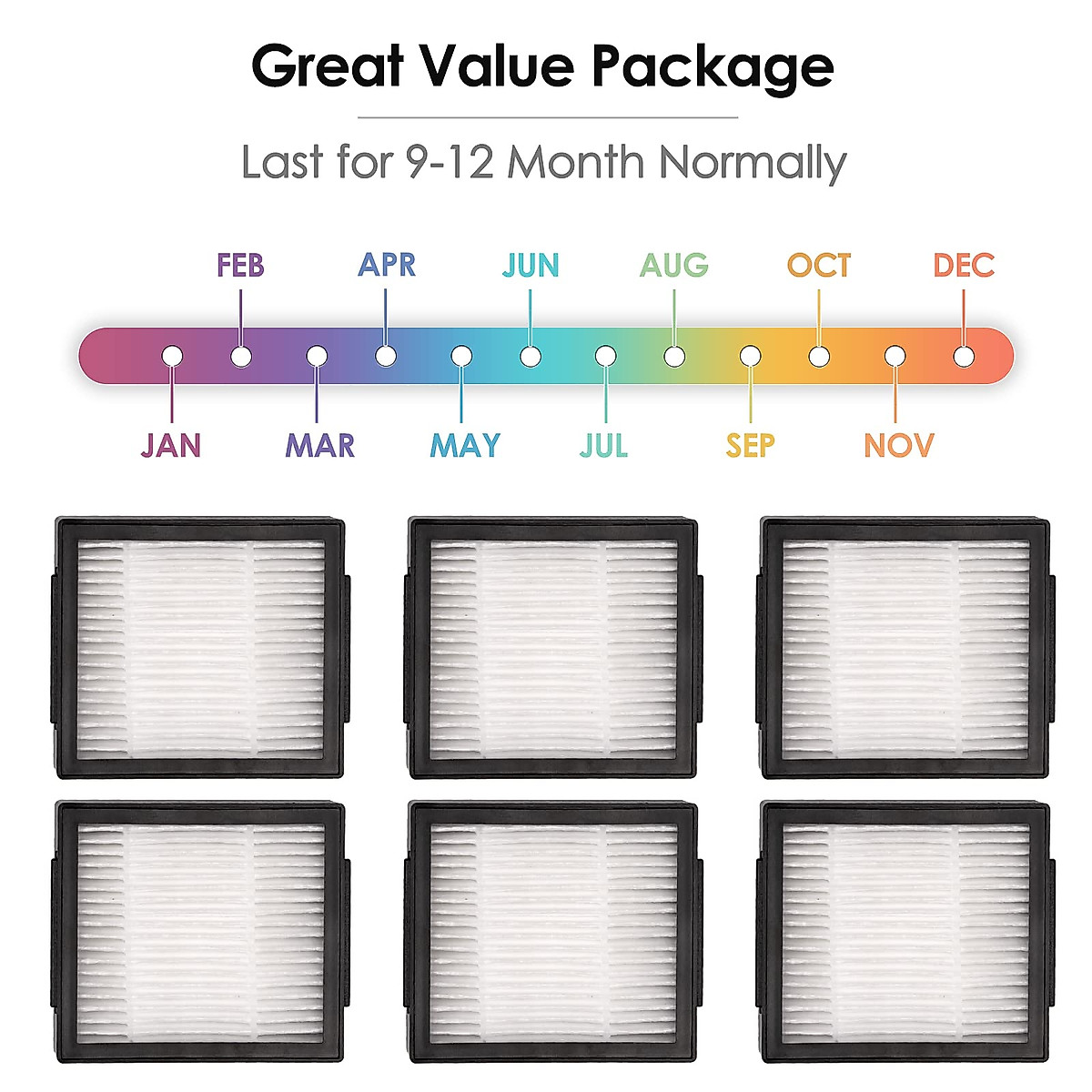 (6 Pack) Combo 10 Max Replacement HEPA Filter Compatible with iRobot Roomba Combo J7+ plus/Combo j9+/ Combo 10 Max Robotic Vacuum Cleaner HEPA Filters Accessories(NOT FOR Roomba combo j5 combo j5+)