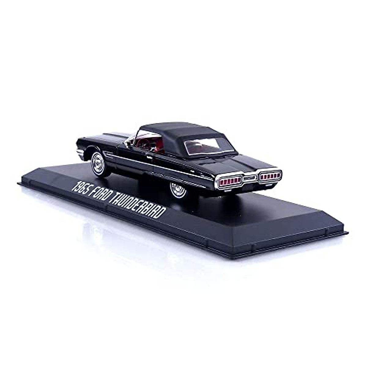 1965 Thunderbird Convertible (Top-Up) Raven Black with Red Interior 1/43 Diecast Model Car by Greenlight 86626