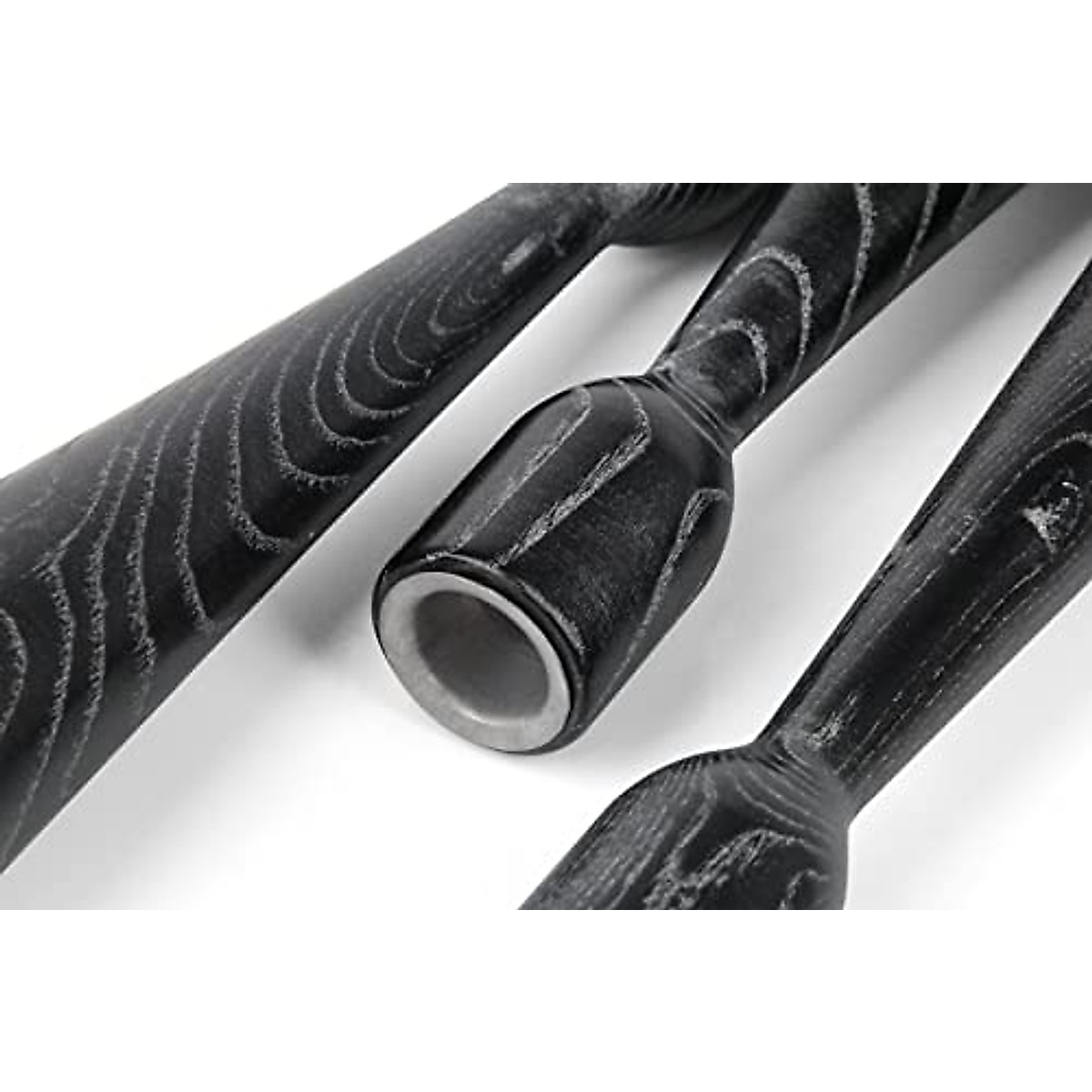 Vixdonos Black Candlestick Holder Set of 3 Wood Taper Candle Holders with Elegant Carved Tree Texture