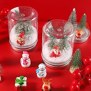 18 Pack Christmas Plastic Snow Globes Kit Includes 18 Clear Snow Globe, 36 Mini Xmas Trees, 18 Christmas fillable Ornaments, 1 Christmas Sticker with Artificial Snow for DIY Crafts Home Winter Decor
